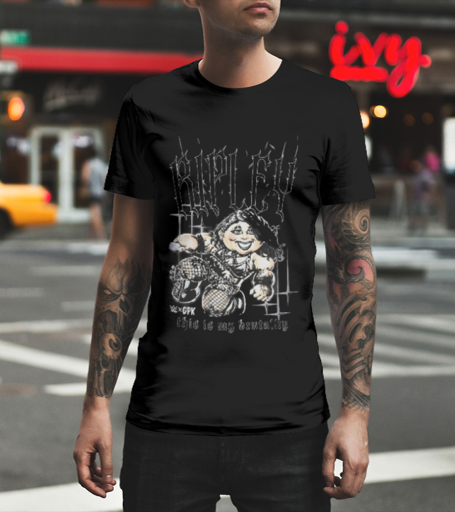 WWE GPK Ripley This Is My Brutality Female Wrestler Cartoon Caricature T-Shirt