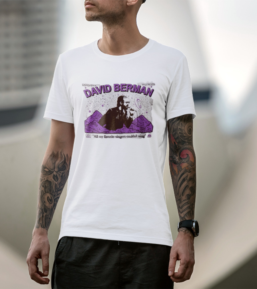 David Berman 1967 2019 All My Favorite Singers Couldnt Sing Microphone Mountains Galaxy Stars Halftone T-Shirt