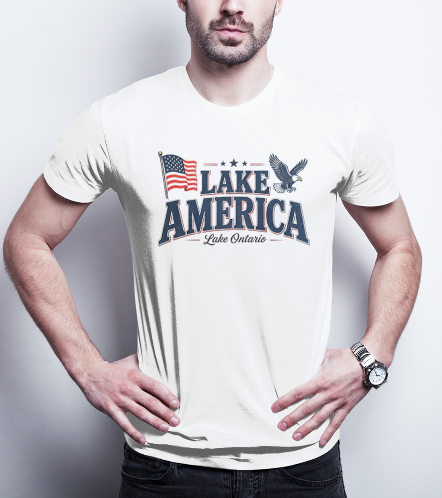 Lake America Lake Ontario Eagle American Flag Souvenir T-Shirt