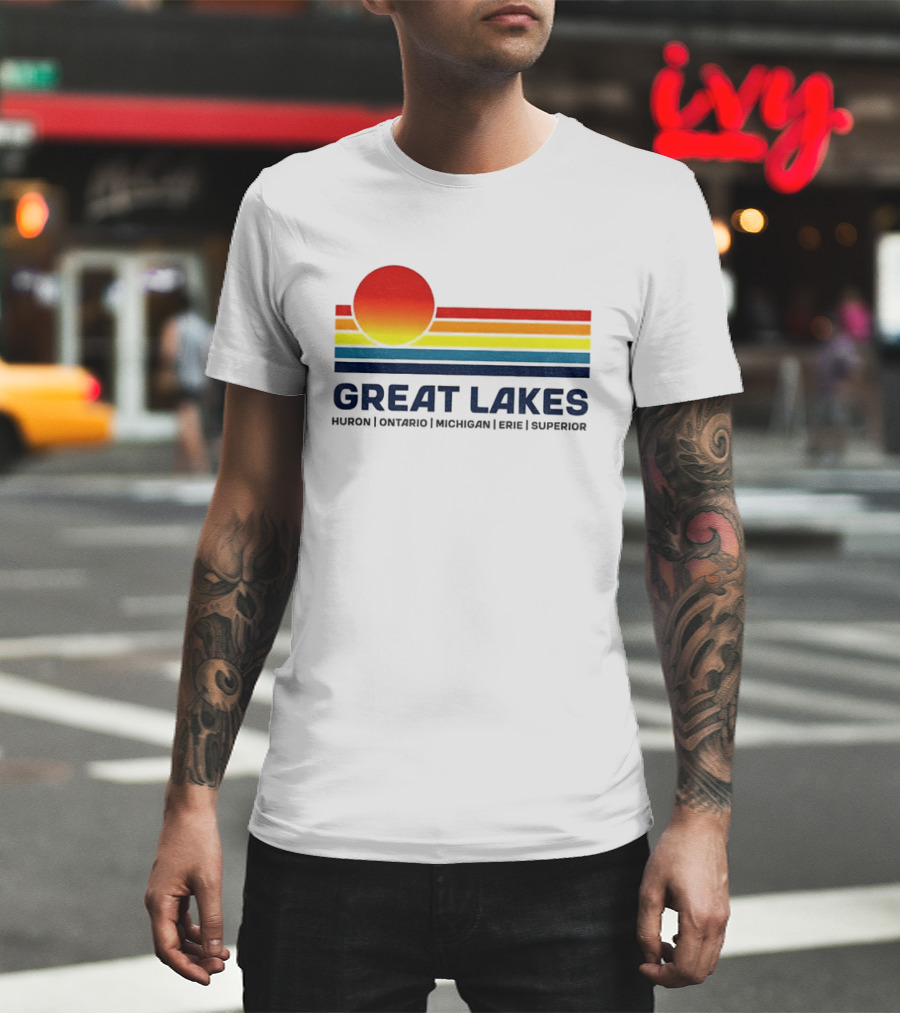 Great Lakes Huron Ontario Michigan Erie Superior Sunset T-Shirt