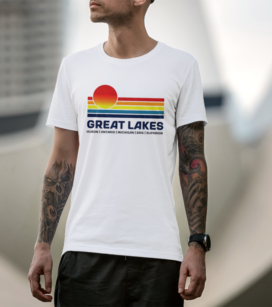 Great Lakes Huron Ontario Michigan Erie Superior Sunset T-Shirt