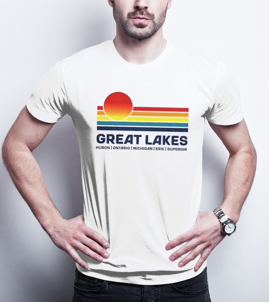 Great Lakes Huron Ontario Michigan Erie Superior Sunset T-Shirt