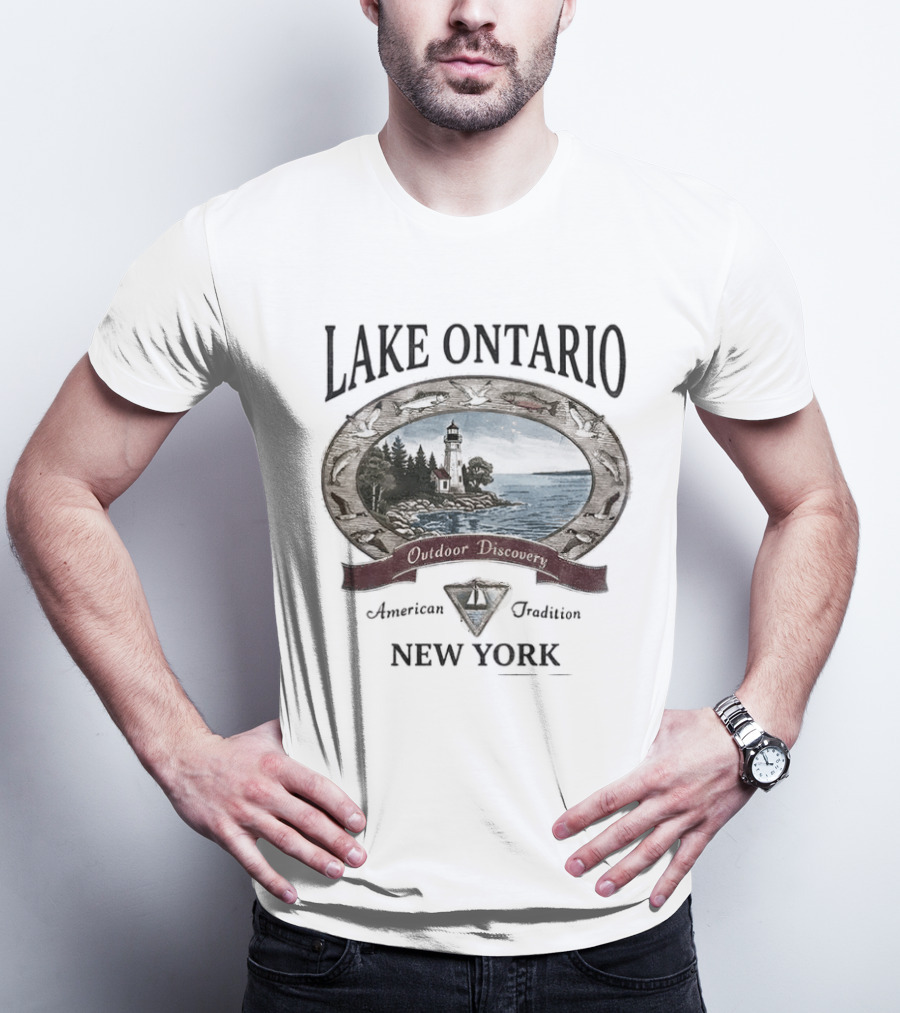 Lake Ontario New York Outdoor Discovery American Tradition 90s Nostalgia Camping Boating Fishing T-Shirt