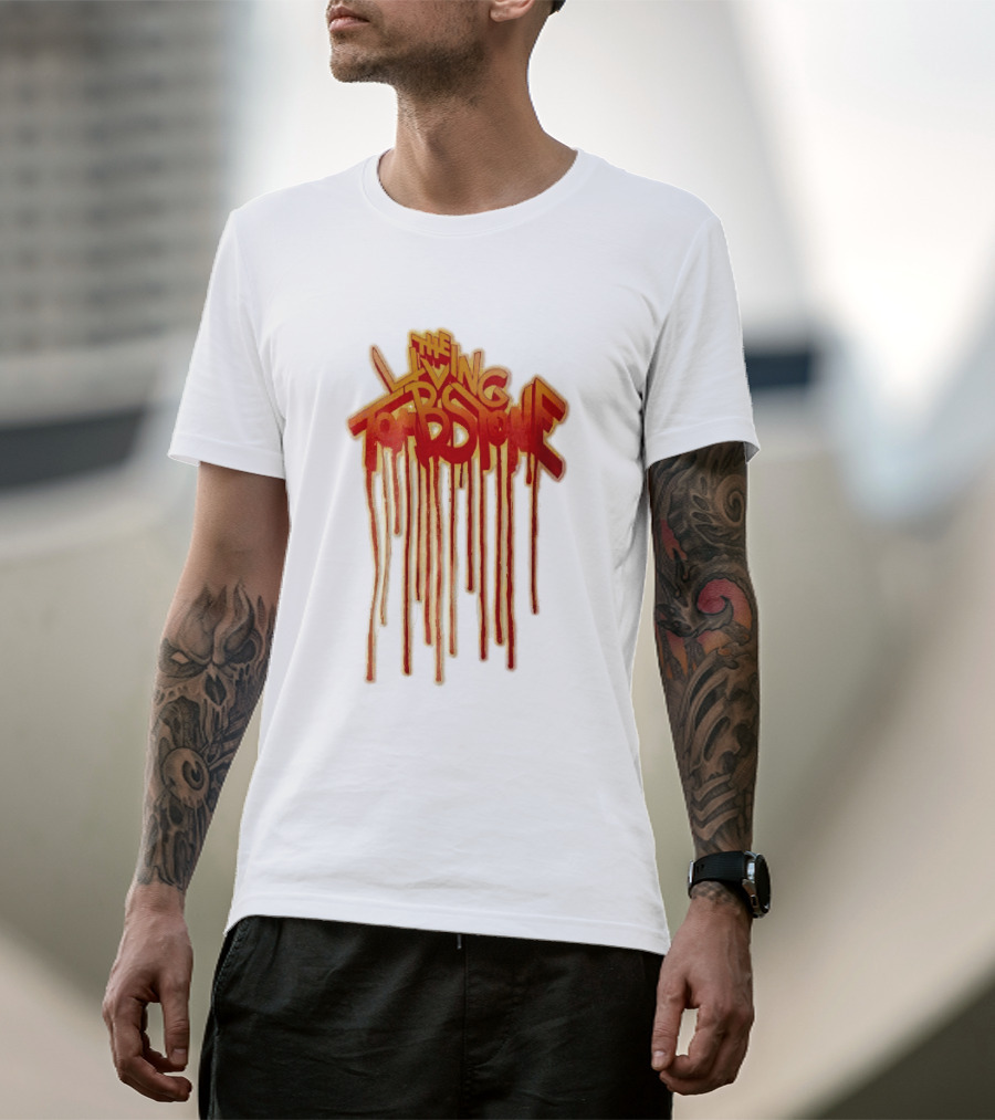 The Living Tombstone Red Orange Dripping Graffiti Font T-Shirt