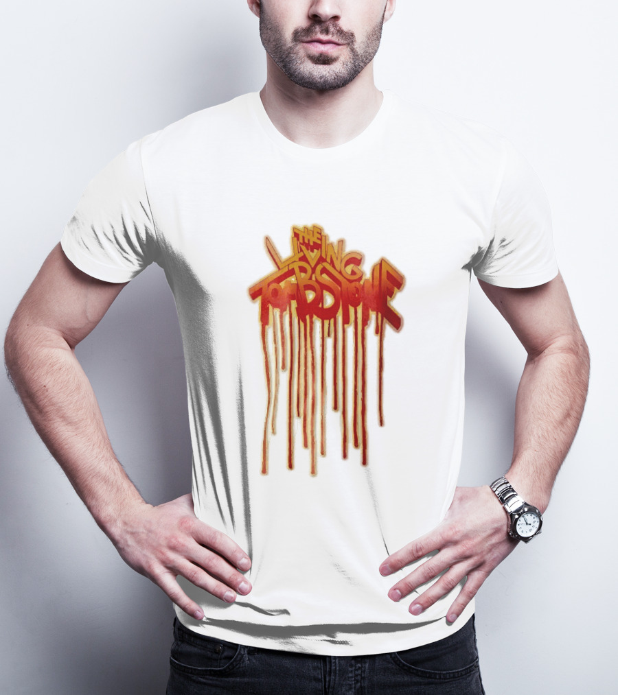 The Living Tombstone Red Orange Dripping Graffiti Font T-Shirt