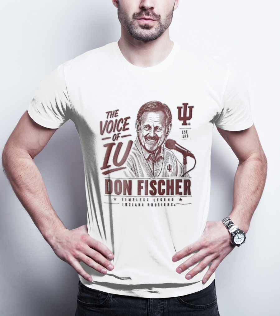 Indiana Hoosiers NCAA The Voice Of IU Don Fischer Timeless Legend Est 1973 Radio Announcer Microphone Line T-Shirt