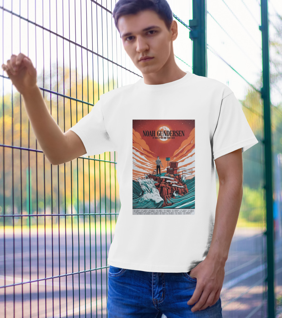 Noah Gundersen If This Is The End Tour 2023 Dramatic Ocean Waves Red Sky T-Shirt