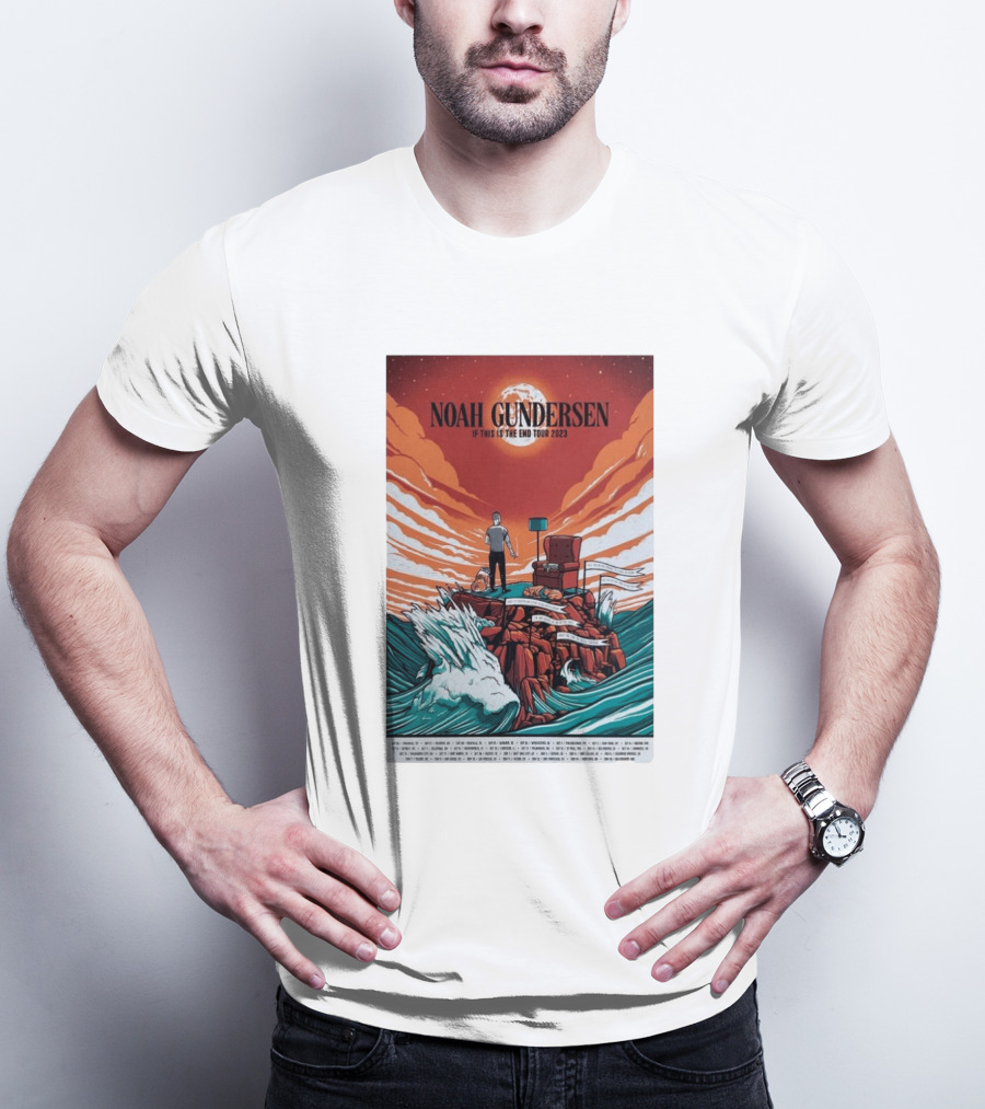 Noah Gundersen If This Is The End Tour 2023 Dramatic Ocean Waves Red Sky T-Shirt