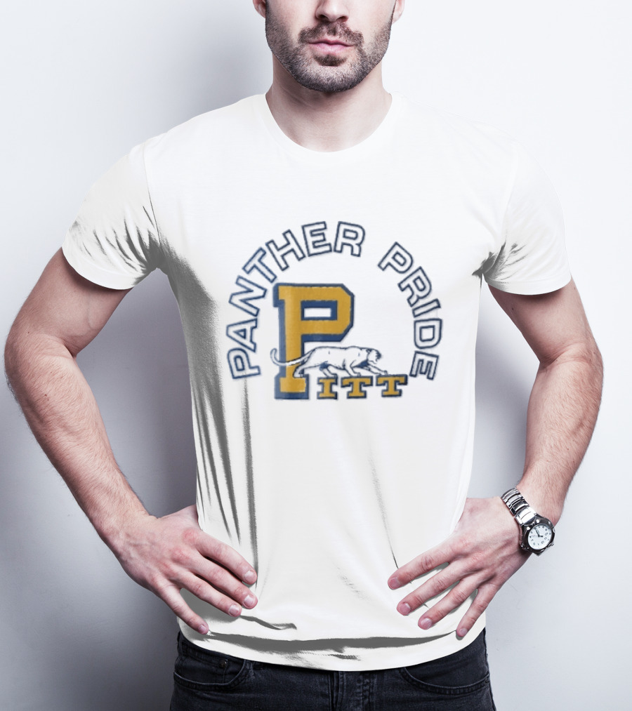 Panther Pride Crouching Feline Yellow Block Letter P Pitt T-Shirt
