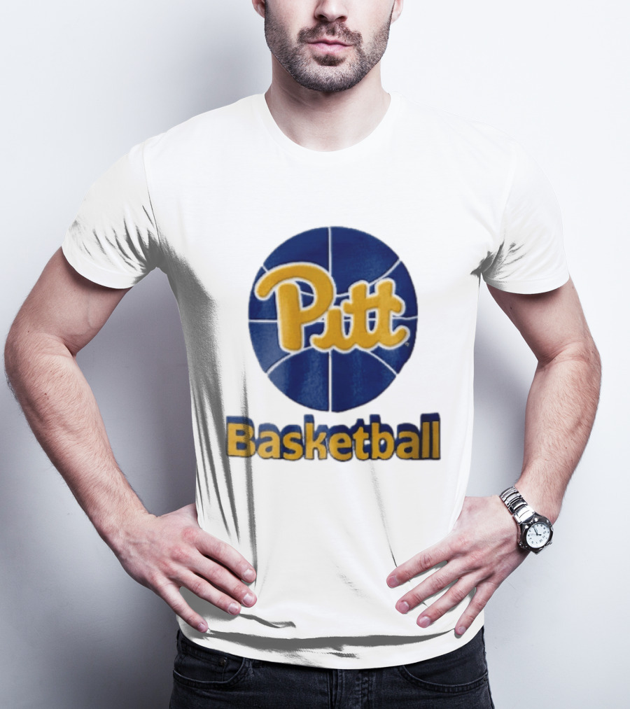 Pittsburgh Panthers Pitt Basketball Blue Sphere Yellow Script NCAA 3D T-Shirt