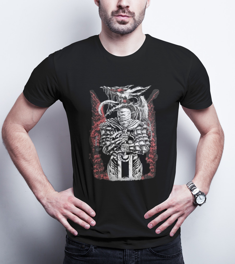 Bandaged Knight Sword Dragon Red Grunge T-Shirt