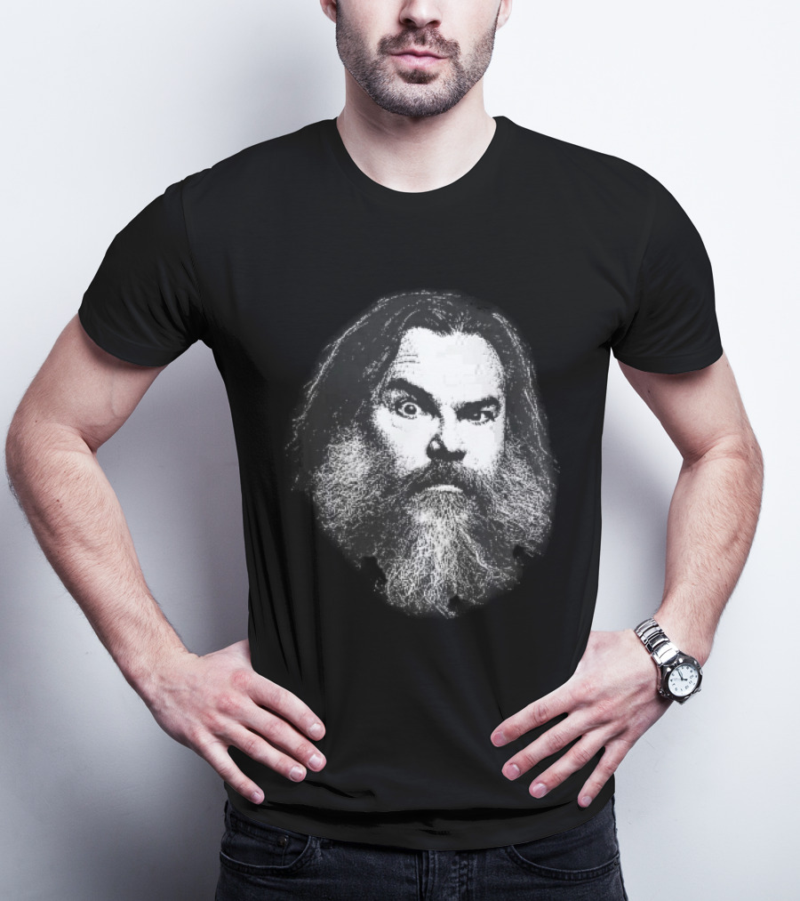 Jack Black High Contrast Monochromatic Stencil Beard Wide Eye Expression T-Shirt