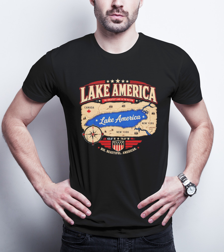 Lake America The Greatest Lake In The Nation 2026 Map T-Shirt