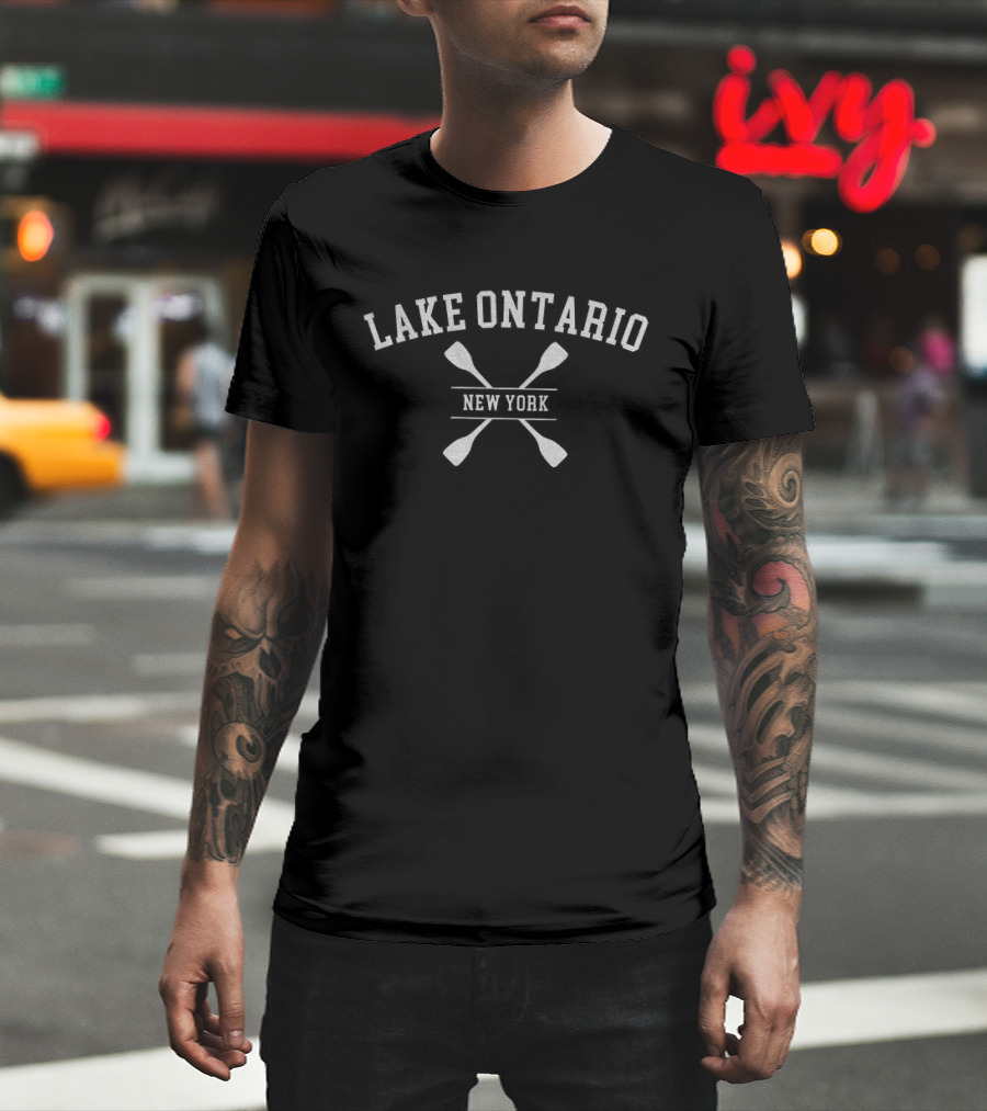 Lake Ontario New York Crossed Paddles Boating Lover T-Shirt