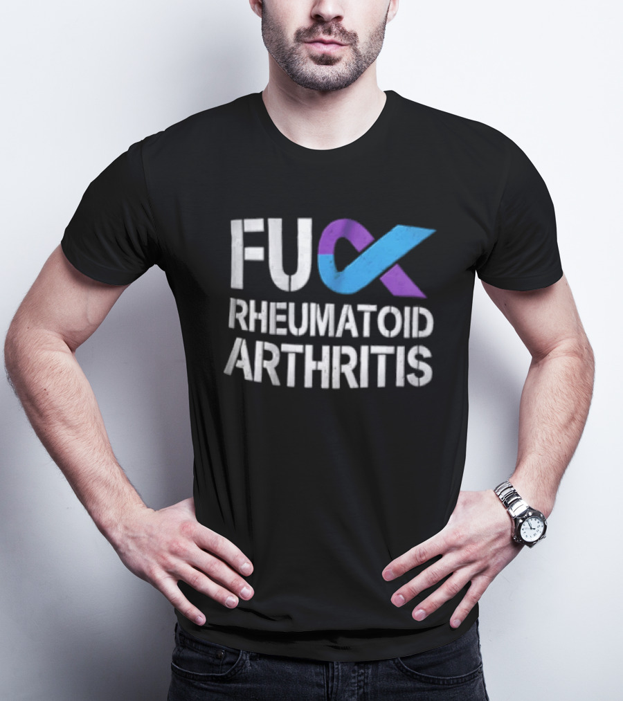 Fuck Rheumatoid Arthritis Purple Blue Awareness Ribbon T-Shirt