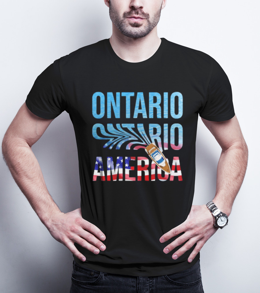 Lake Ontario To America Boat Journey With American Flag T-Shirt
