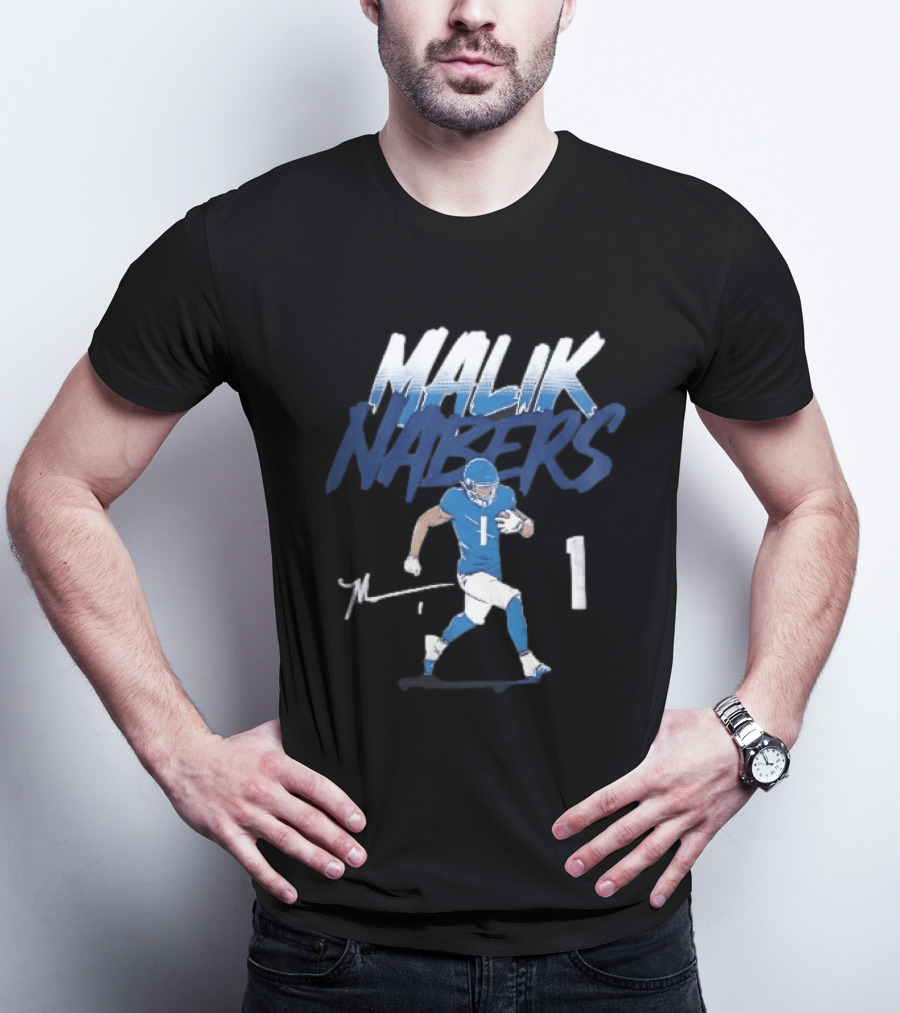 Malik Nabers Blue Jersey Number 1 Football Player T-Shirt