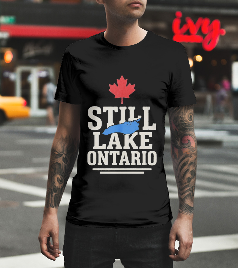 Still Lake Ontario Canada Map 2026 Red Maple Leaf T-Shirt
