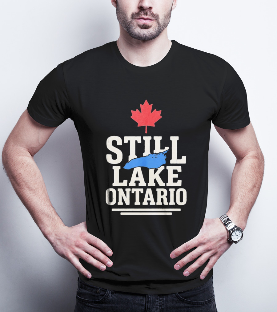 Still Lake Ontario Canada Map 2026 Red Maple Leaf T-Shirt
