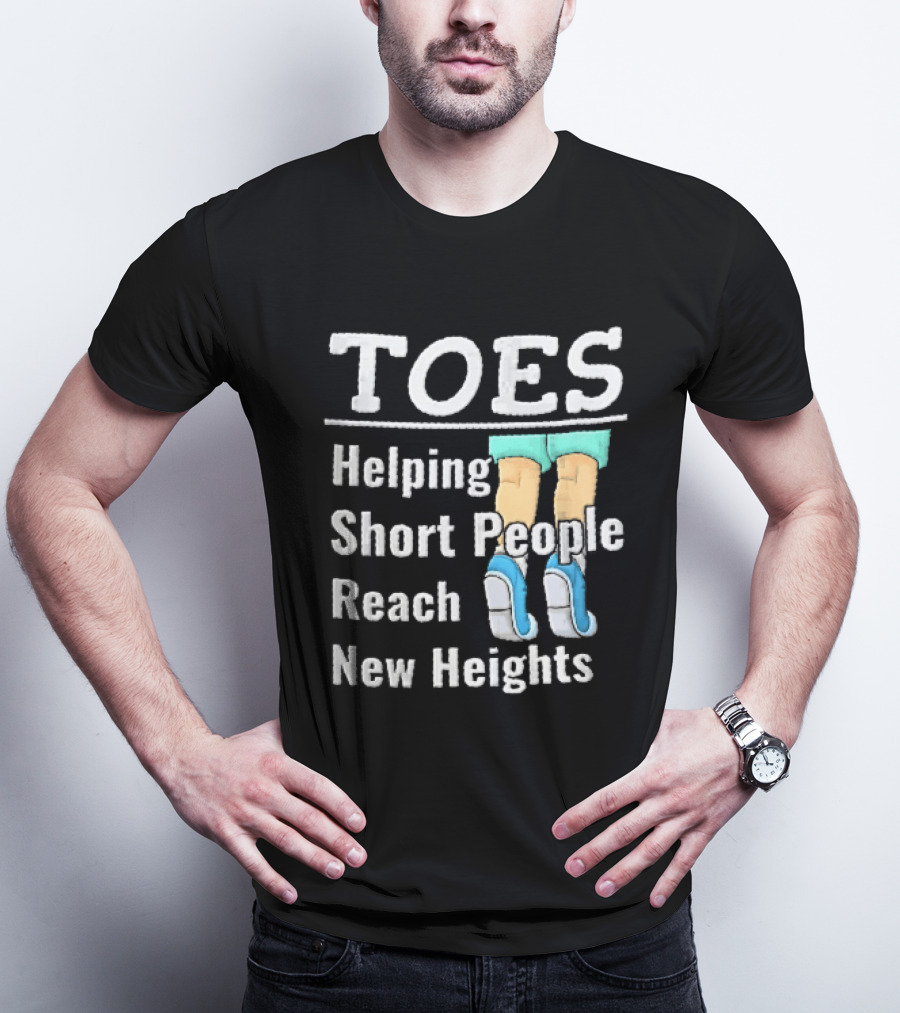 Toes Helping Short People Reach New Heights Tiptoe Cartoon Legs Blue Shoes T-Shirt