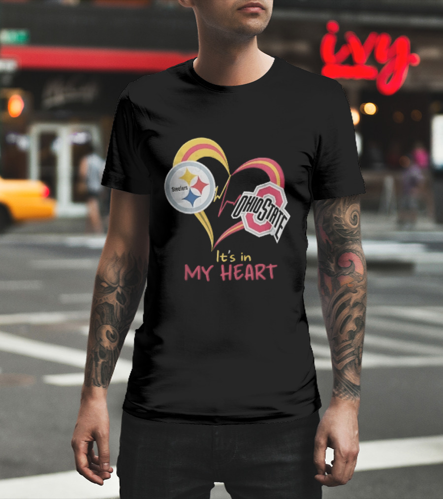 Pittsburgh Steelers Ohio State Buckeyes It's In My Heart EKG Pulse Line T-Shirt