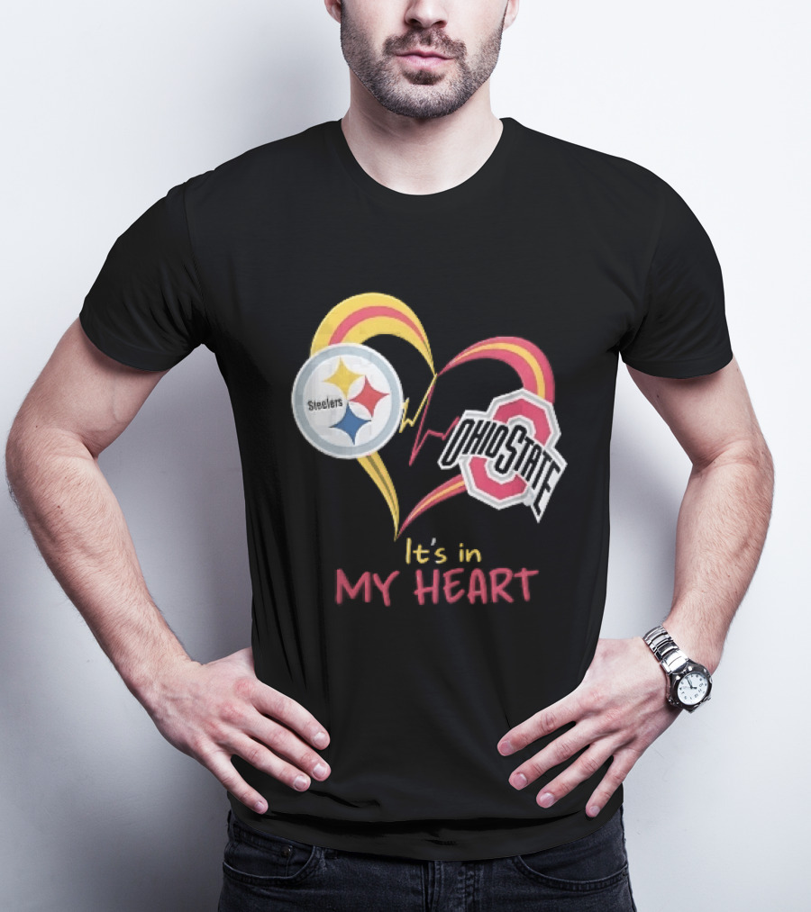 Pittsburgh Steelers Ohio State Buckeyes It's In My Heart EKG Pulse Line T-Shirt