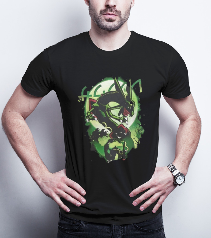 Rayquaza Umbreon Full Moon Forest Green Glow Pokemon T-Shirt
