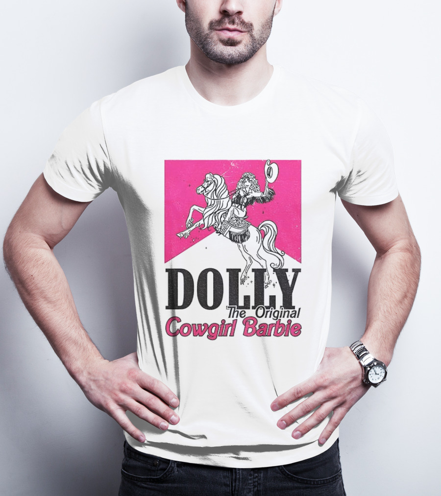 Dolly The Original Cowgirl Barbie Pink Riding Horse T-Shirt