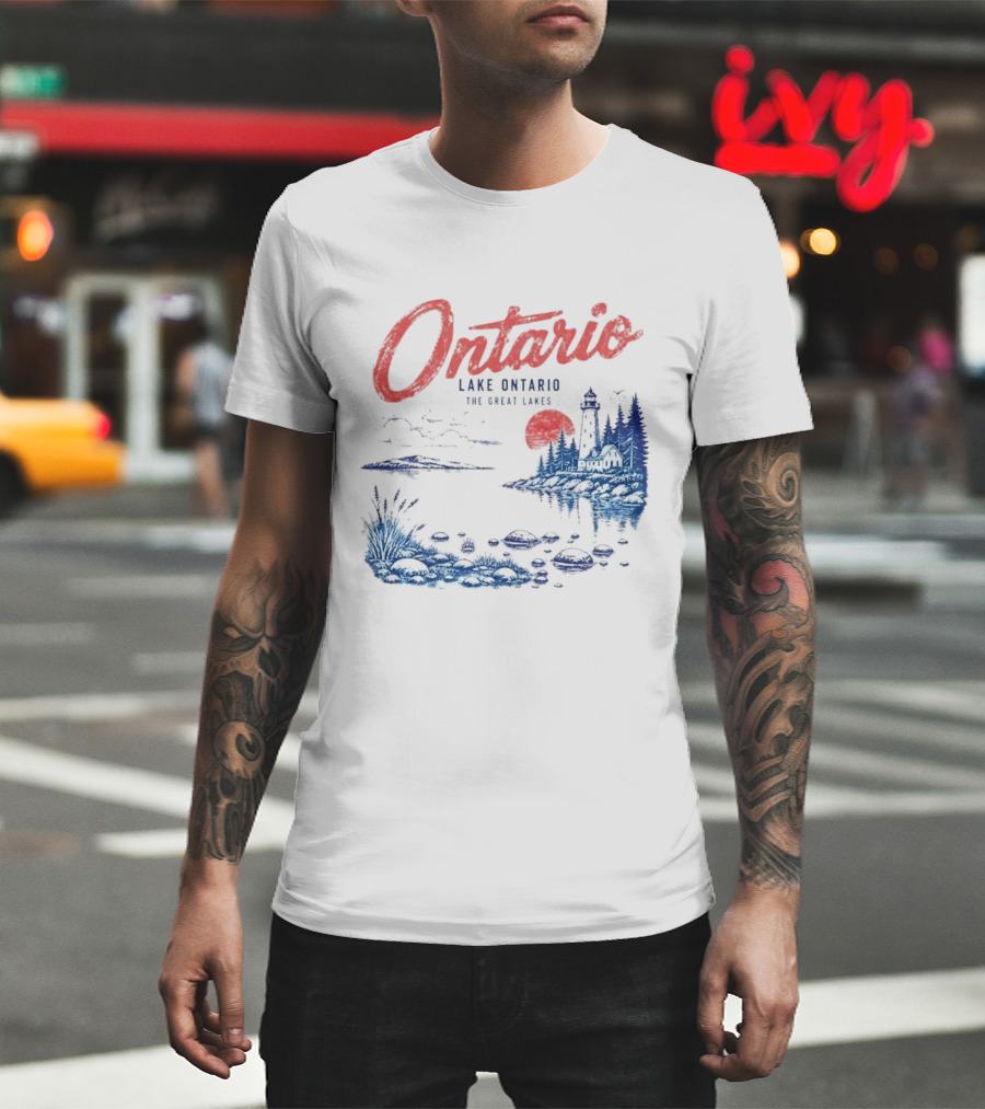 Ontario Lake Ontario The Great Lakes Lighthouse Scene T-Shirt