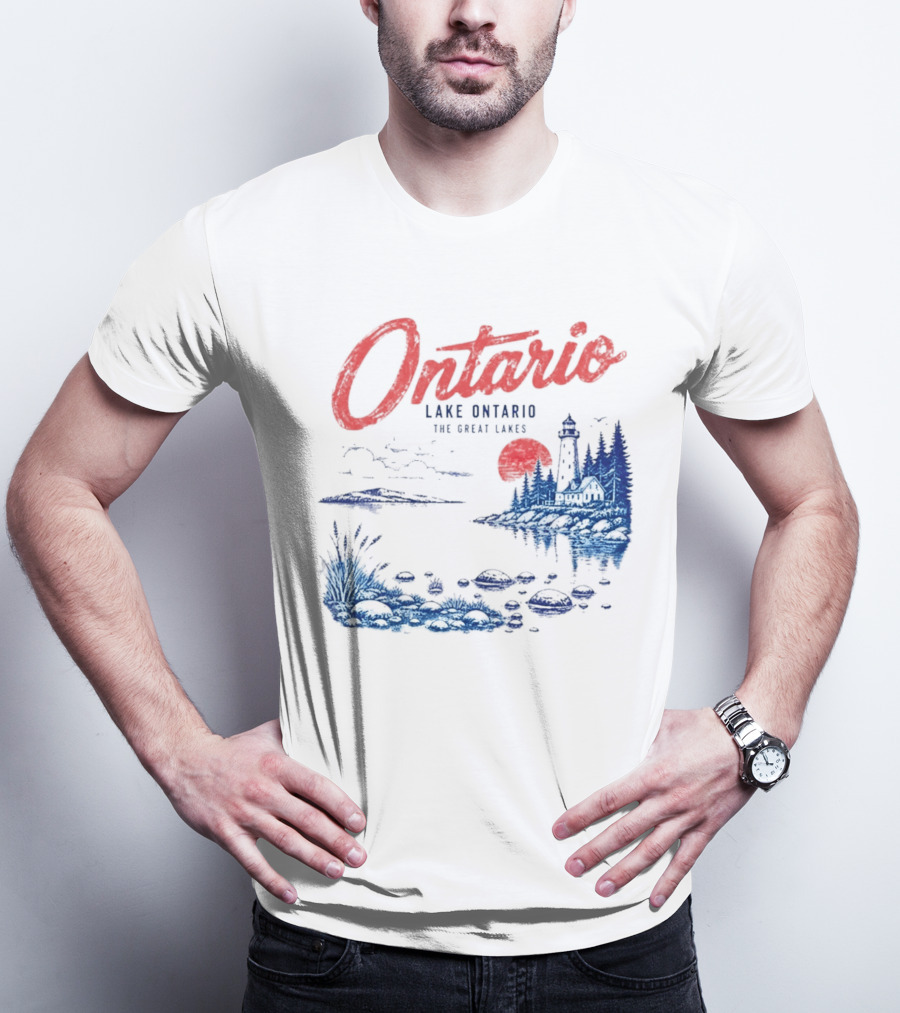 Ontario Lake Ontario The Great Lakes Lighthouse Scene T-Shirt