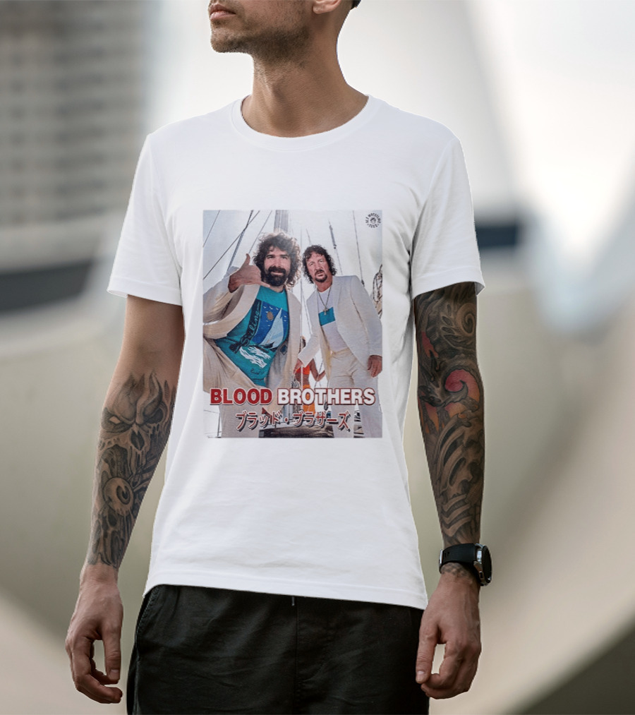 Blood Brothers Mick Foley Terry Funk Sailboat 80s Style Japanese T-Shirt