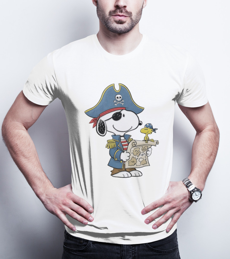 Snoopy Pirate Adventure With Treasure Map And Woodstock T-Shirt