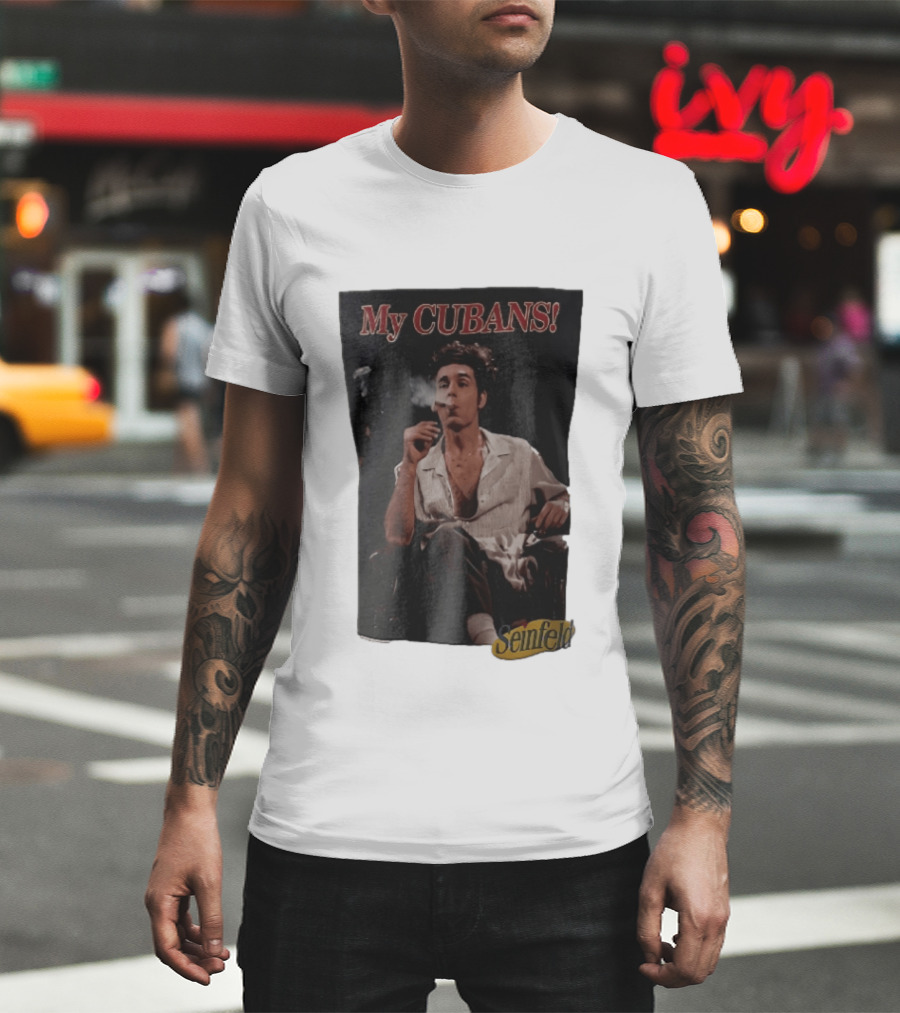 Seinfeld My Cubans Cosmo Kramer Smoking Cigar In Leather Chair T-Shirt