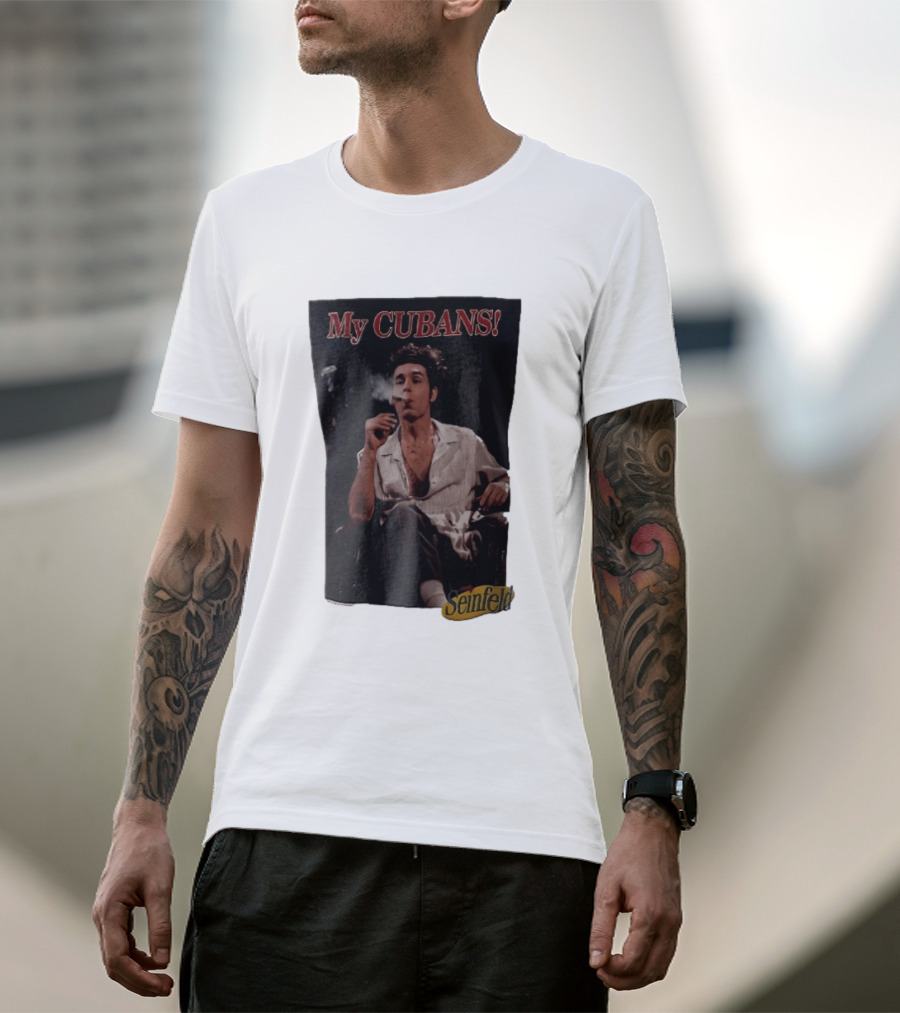 Seinfeld My Cubans Cosmo Kramer Smoking Cigar In Leather Chair T-Shirt