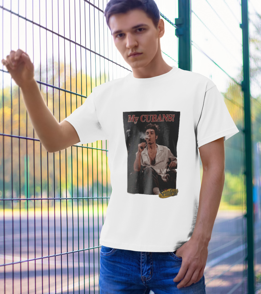 Seinfeld My Cubans Cosmo Kramer Smoking Cigar In Leather Chair T-Shirt