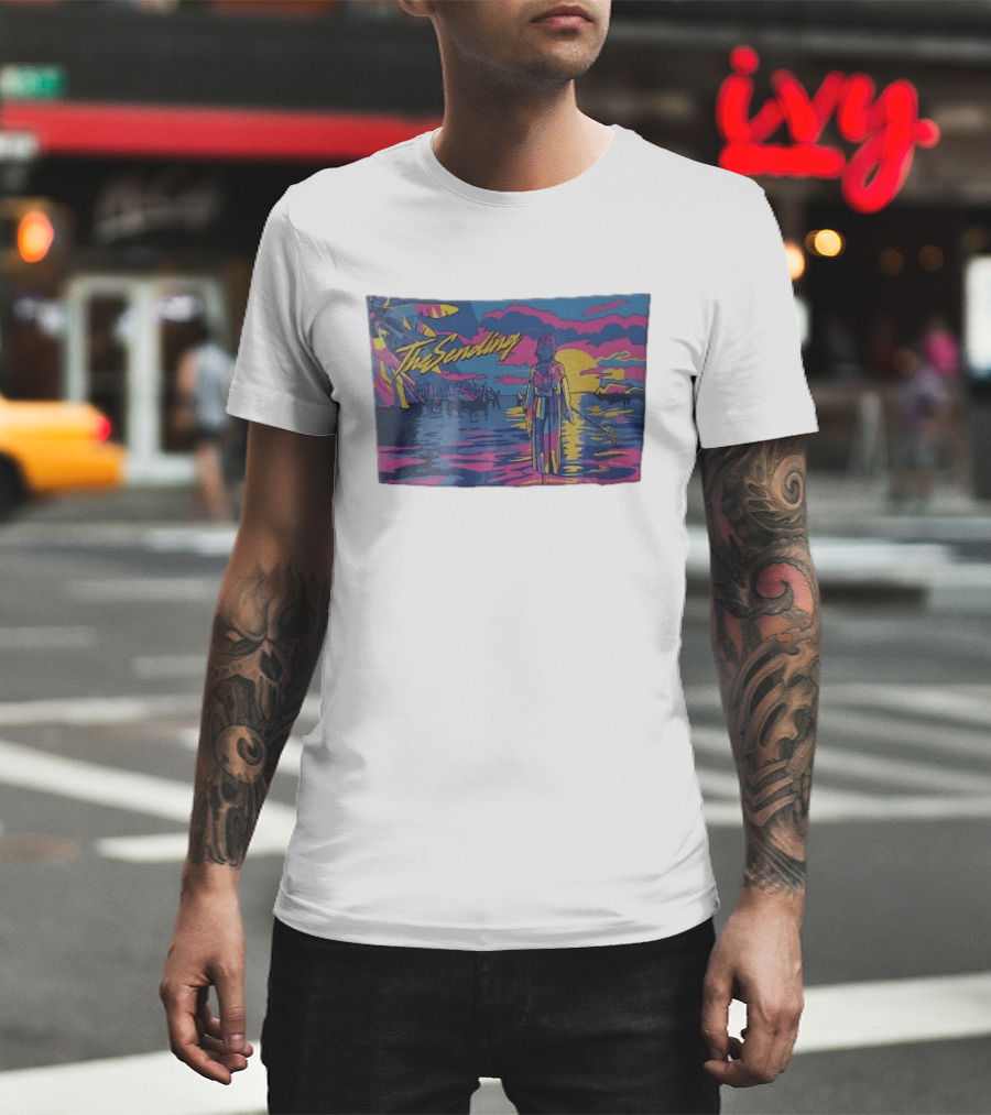 The Sending Yuna Final Fantasy X Synthwave Neon Sunset Ocean Scene T-Shirt