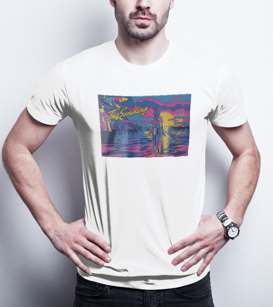The Sending Yuna Final Fantasy X Synthwave Neon Sunset Ocean Scene T-Shirt