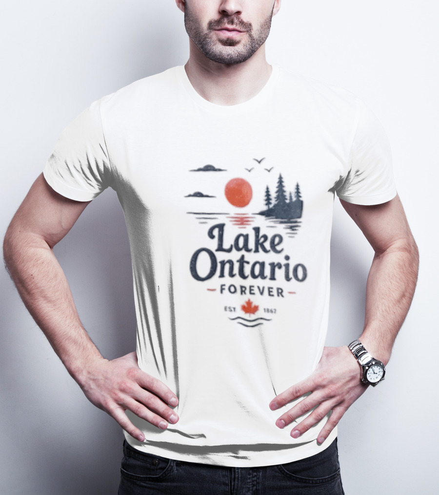 Lake Ontario Forever Est 1615 Sunset Pines Water Landscape T-Shirt