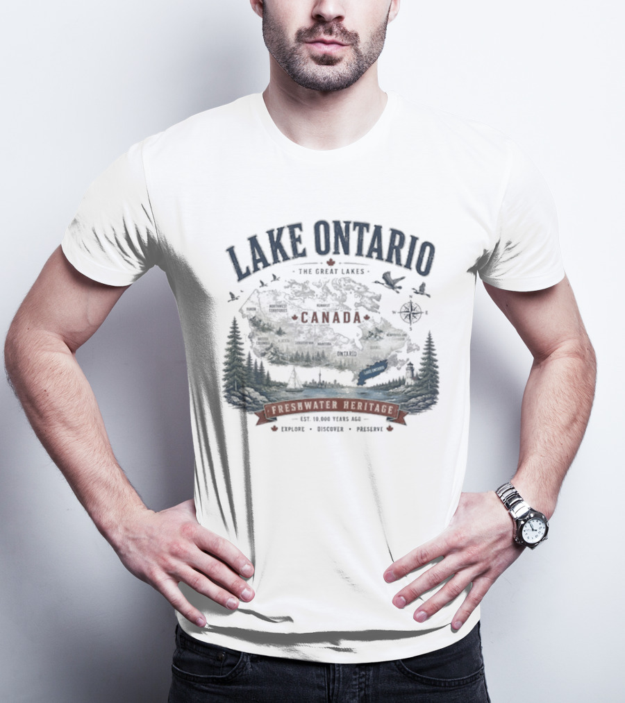 Lake Ontario Canada Freshwater Heritage Great Lakes Exploration T-Shirt