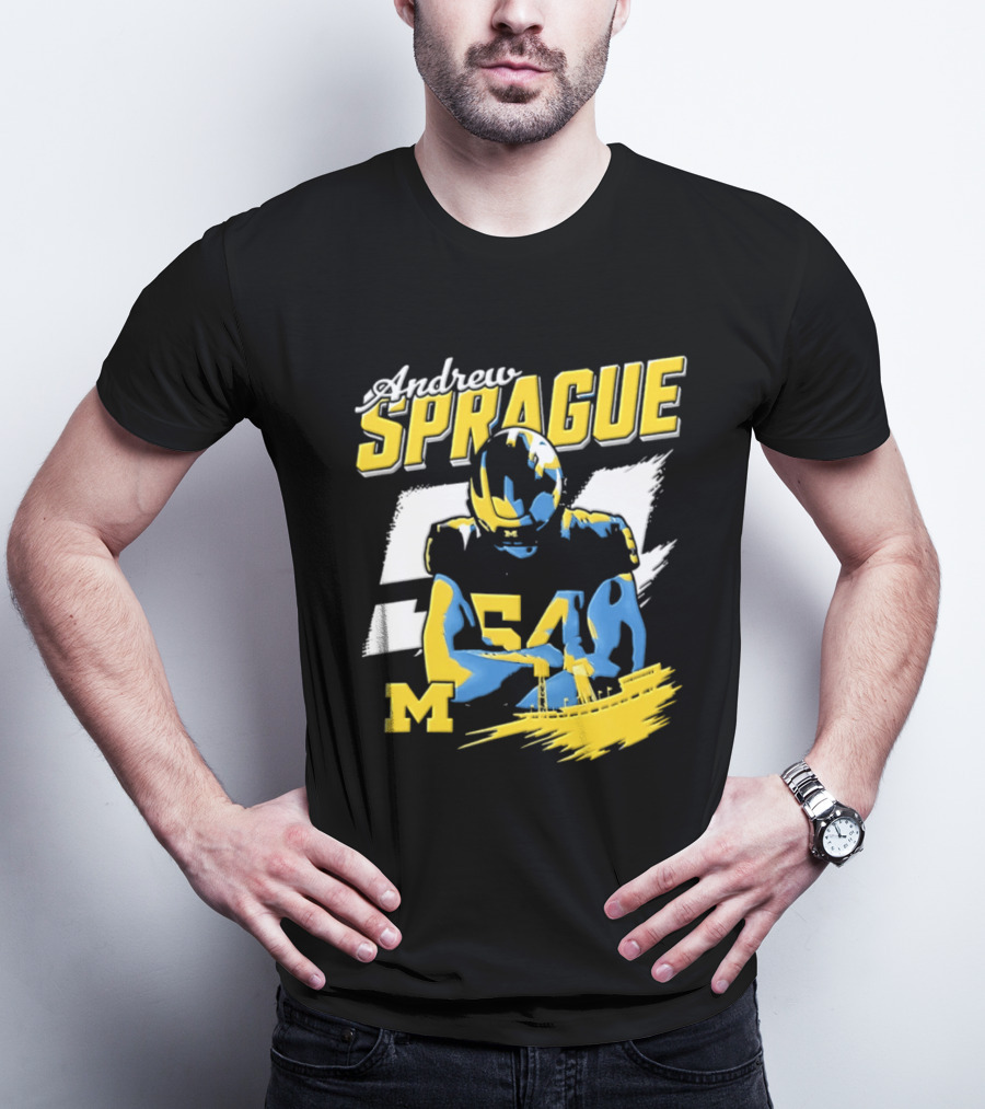 Andrew Sprague No 54 Michigan Wolverines Football M Helmet T-Shirt