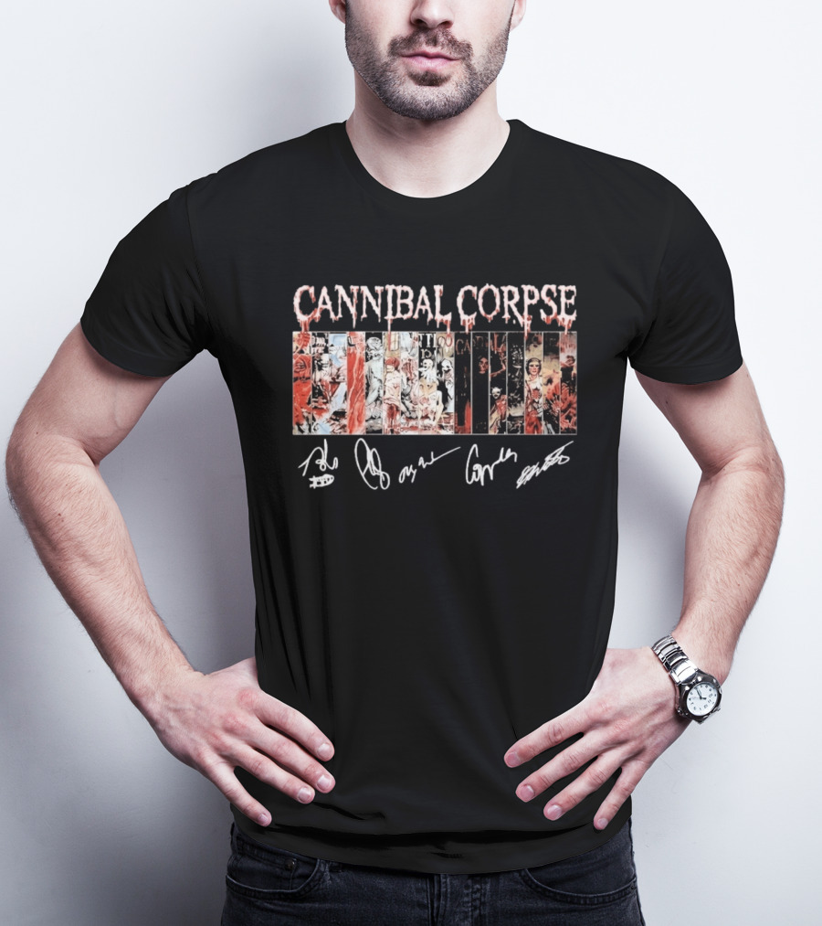 Cannibal Corpse Album Collage With Band Member Signatures T-Shirt