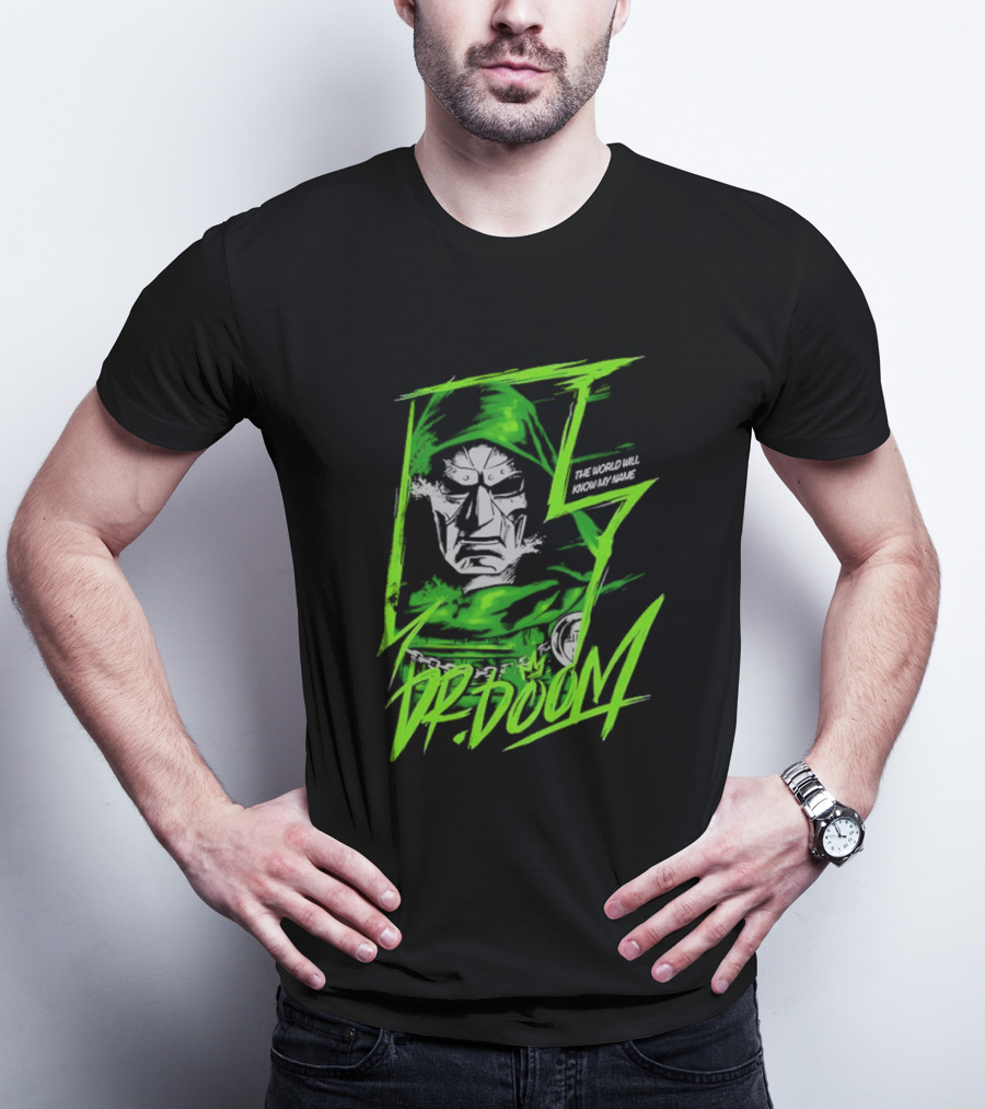 Masked Rebellion Dr Doom Comic Style Green T-Shirt