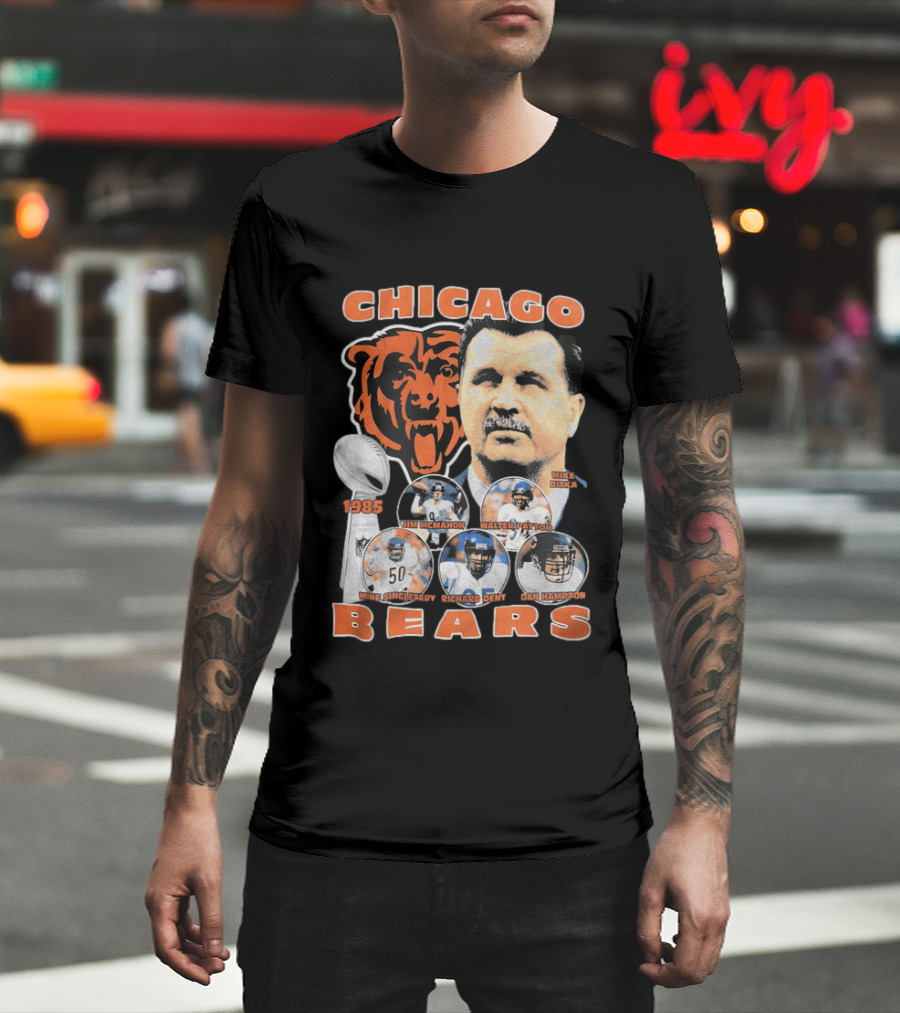 Chicago Bears 1985 Mike Ditka Jim McMahon Walter Payton Mike Singletary Richard Dent Dan Hampton T-Shirt
