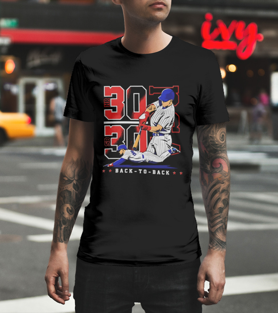 Pete Crow Armstrong Chicago Cubs Back To Back HR SB 30 30 Club Baseball T-Shirt