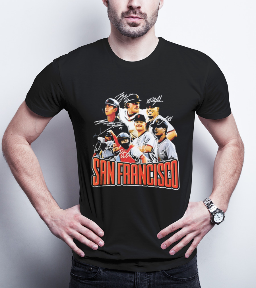 San Francisco Patrick Bailey Jung Hoo Lee Players Collage With Facsimile Signatures T-Shirt