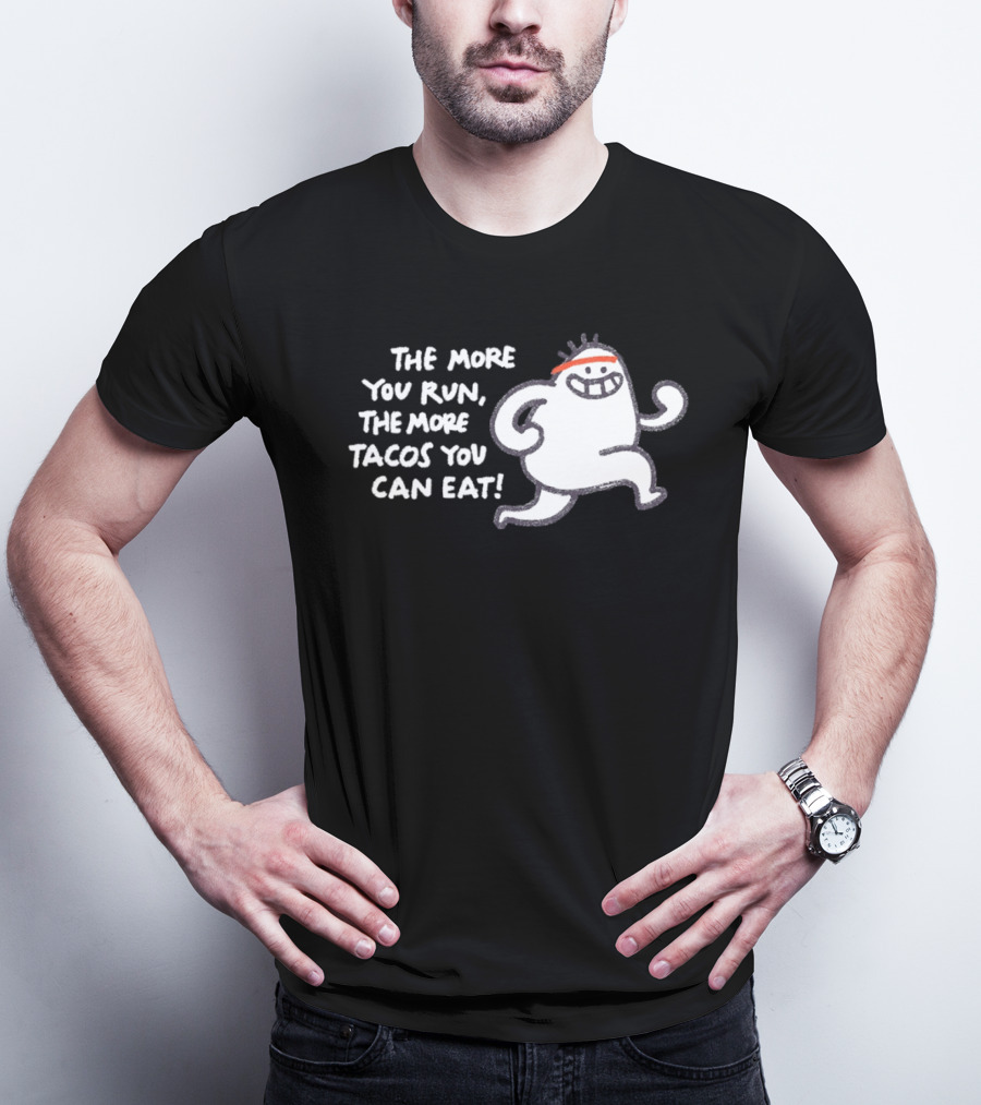 The More You Run The More Tacos You Can Eat Running Character Red Headband T-Shirt