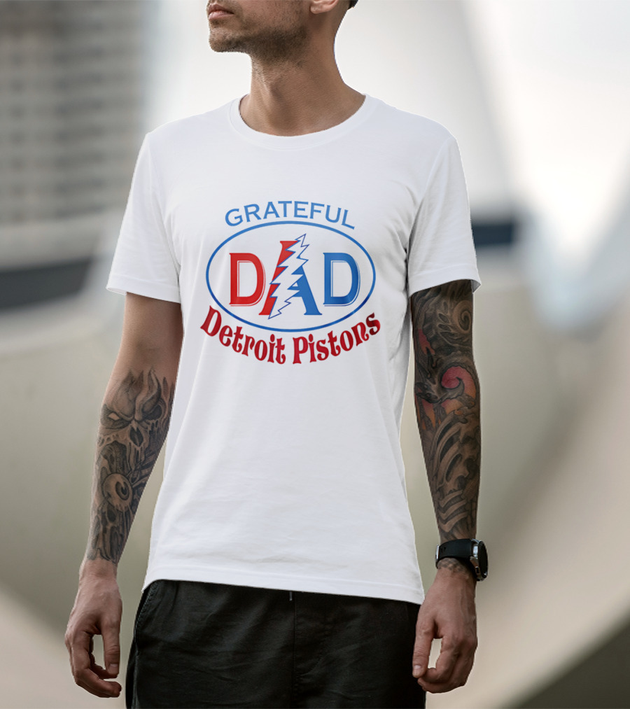 Grateful Dad Detroit Pistons Lightning Bolt T-Shirt