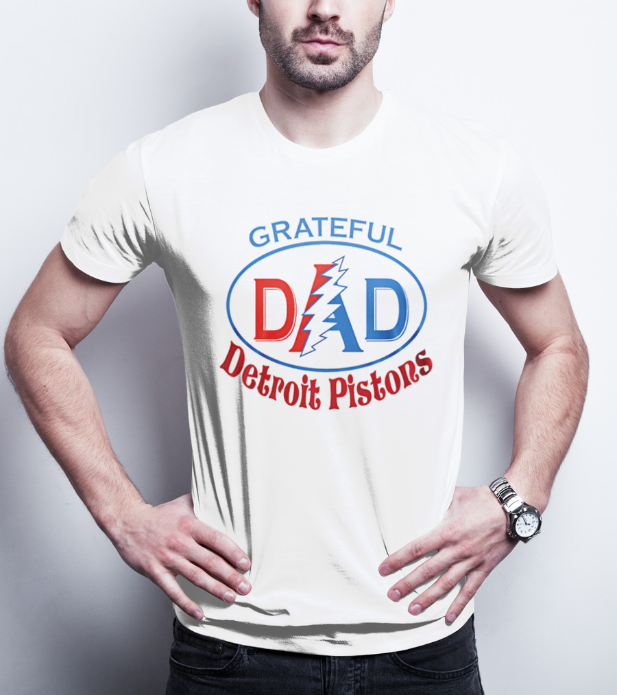 Grateful Dad Detroit Pistons Lightning Bolt T-Shirt
