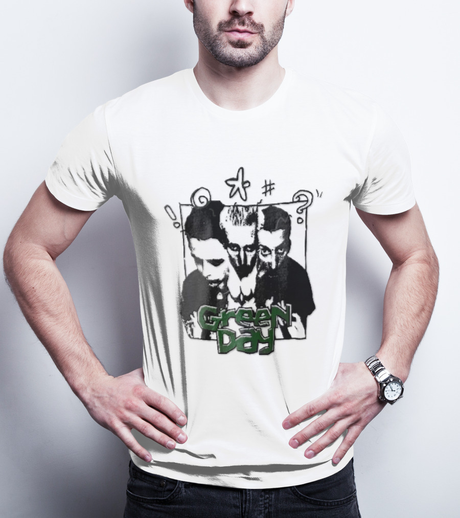 Green Day Billie Joe Armstrong Mike Dirnt Tre Trio High Contrast Doodles Stencil T-Shirt