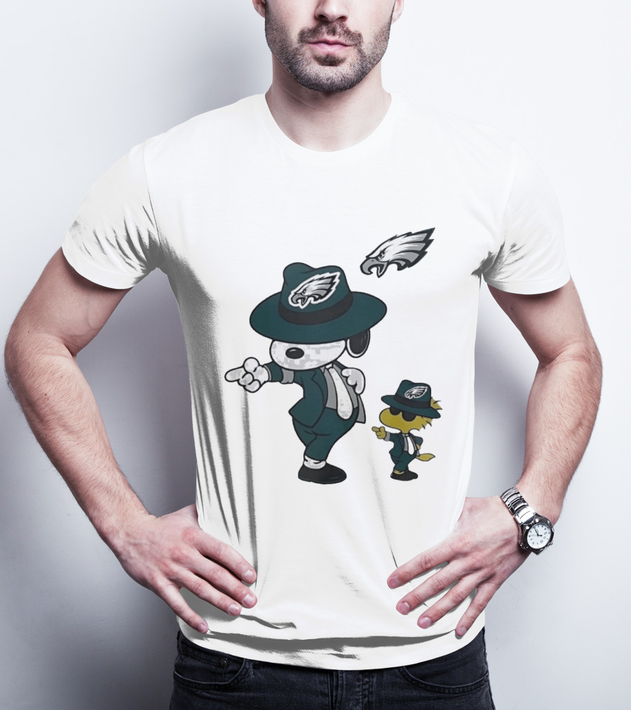 Philadelphia Eagles X Snoopy Woodstock Dance Pop Rock Hat Suit Football Team T-Shirt